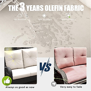 LayinSun 6 Pieces Outdoor Patio Furniture Set, Rattan Wicker Sectional Swivel Rocker Chairs Sets with Ottomans, Swivel Glider Chairs, and Coffee Table