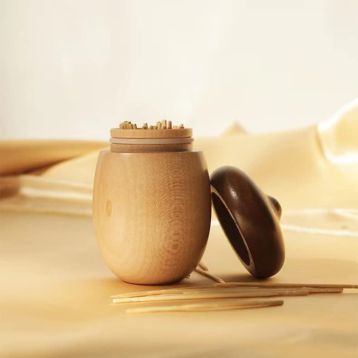 Agirlvct Toothpick Holder Dispenser, Wood Cute Acorn Toothpick Dispenser Container for Home Kitchen Restaurant (With Toothpicks)