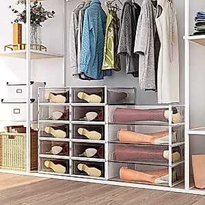 EazeHome Boot Box, Boot Storage, Boot Storage Solutions, 8 Pack Plastic Boot Storage Boxes, Stackable Storage Bins, Tall Boot Storage, Boot Storage Boxes for Tall Boots, Under Bed Boot Storage