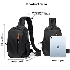sunmeg Sling Bag Crossbody Bag Shoulder Bag Multipurpose Chest Bag Sling Backpack for Men & Women, Outdoor Travel Backpacks Hiking Daypack with USB Charging Port (Black)