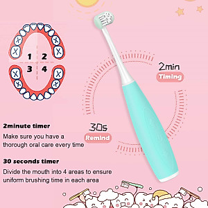 AICase Triple Best Kids Sonic Toothbrush,Rechargeable 32000 VPM Tooth Brush,Patented 3 Brush Head Design,Angled Bristles Clean Each Tooth,for Kids 3+ (Blue)
