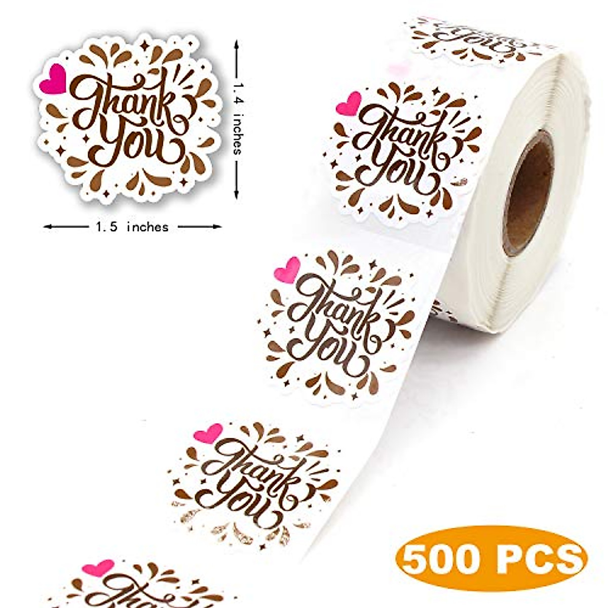 Muminglong 500 PC,Thank You Cute Stickers, Small Shop Stickers, Small Business, Thank You Sticker, Packaging Sticker, 1.5 Inch (Brown)
