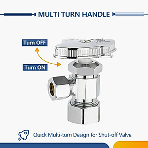 2-Pack GUOFIS Angle Stop Valve with Multi-Turn,1/2-Inch Nominal (5/8" OD) Compression x 3/8-Inch OD Compression Water Shut-off Valves(LF Brass Chrome Plate)