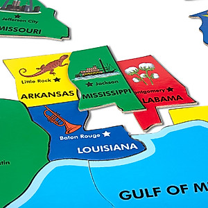 Melissa & Doug USA Map Floor Puzzle (51 pcs, 2 x 3 feet), Multi