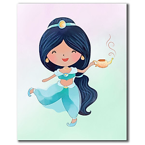 BigWig Prints - Princess Wall Art for Kids, Cute Disney Princess Prints Featuring Belle, Ariel, Cinderella, Snow White, Jasmine, and Aurora, Girls' Room Decor - Unframed Set of 6 (8x10)