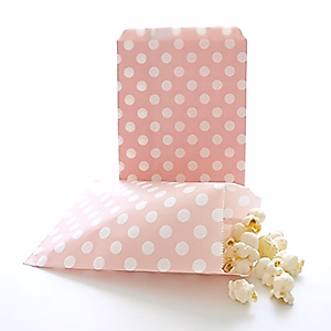 Wedding Favor Bags, Loot Bag, Girl Baby Shower Party Gift Bags, Treat Bags, Pink Polka Dot Bags (25 Pack)