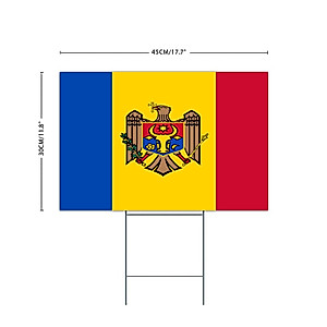 Autravelco Moldova Lawn Signs with Stakes 12x18 Inch National Flag Nautical Gifts Customized Yard Sign for House Rent Lawn Decoration Props