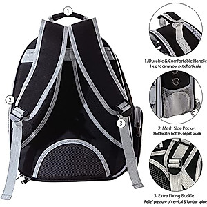 XZKING Cat Backpack Carrier Bubble Bag, Transparent Space Capsule Pet Carrier Dog Hiking Backpack, Small Dog Backpack Carrier for Cats Puppies Airline Approved Travel Carrier Outdoor Use Black