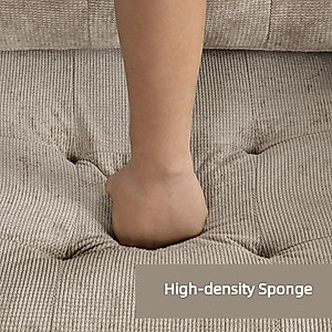 ChicFurnit 82.6-Inch L-Shape Sofa Bed with Pull-Out Sleeper & Wheels,Modular Couch with USB Ports & Power Sockets,Three Pillows with Removable Cover,for Living Room,Khaki