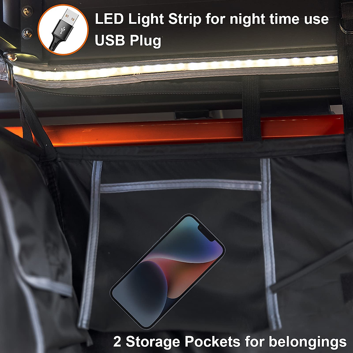 Leadwin Naturnest Car Side Tent, Pop Up Camping Privacy Shower Tent, LED Light Strip, Waterproof, UV Protection