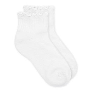 Jefferies Socks Girls Seamless Ruffle Sport Quarter Ankle Socks 6 Pair Pack (Small, White)