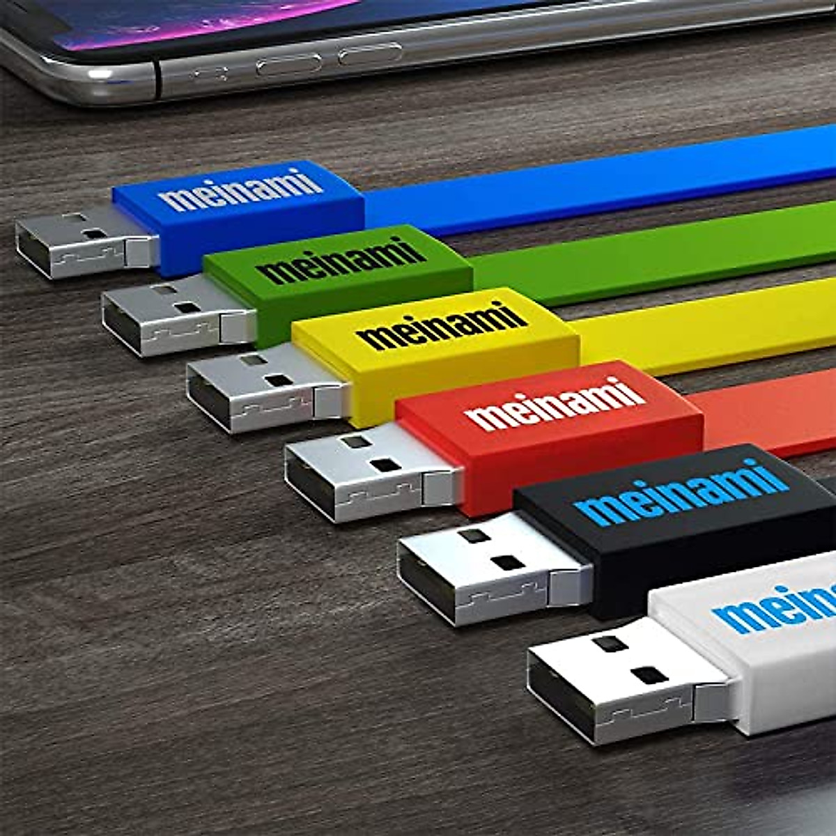 MEINAMI Customised Wristband USB Flash Drive Personalised Silicone Memory Stick, Custom Thumb Drive with Logo Printed 4GB 50 Pack