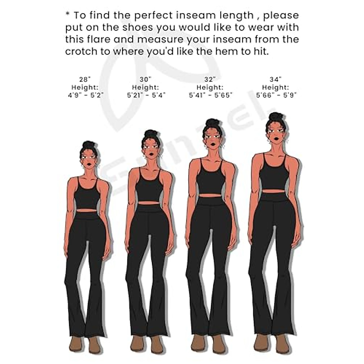 Sunzel Flare Leggings for Women with Pockets, Crossover Yoga Pants with Tummy Control, High Waisted and Wide Leg 30" Inseam Black Medium