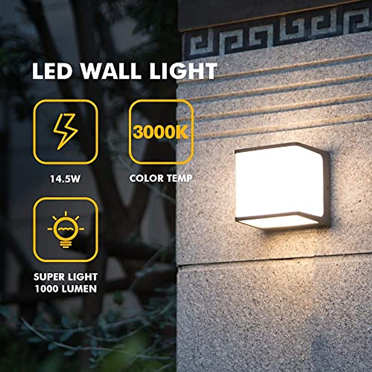 LUTEC 2 Packs TELIN LED Sconces Wall Lighting Indoor Outdoor Wall Light 14.5W Warm White 3000K 1000Lumen with Opal PC Diffuser for Porch, Garage, Garden, Entryway