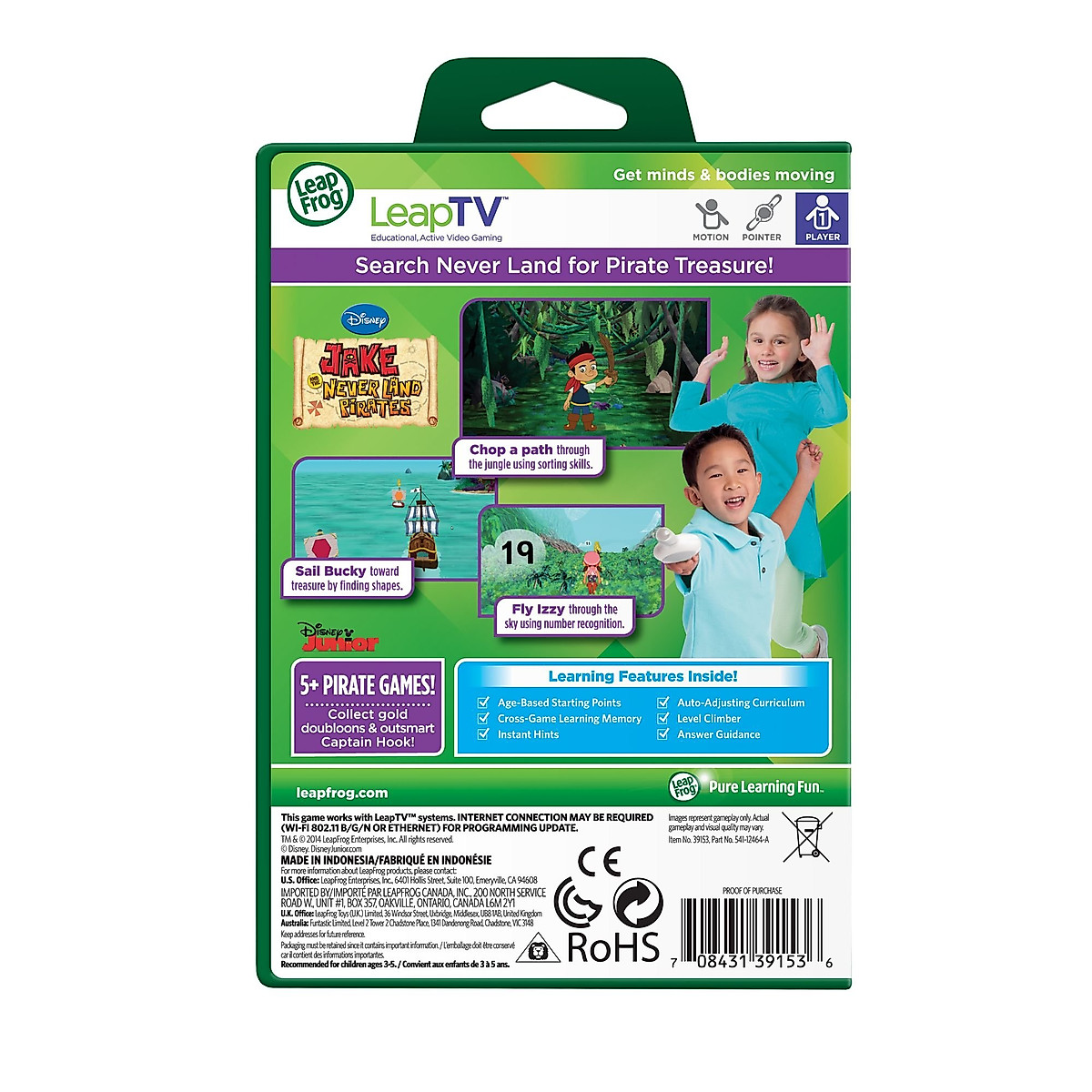 LeapFrog LeapTV Disney Jake and The Never Land Pirates Educational, Active Video Game