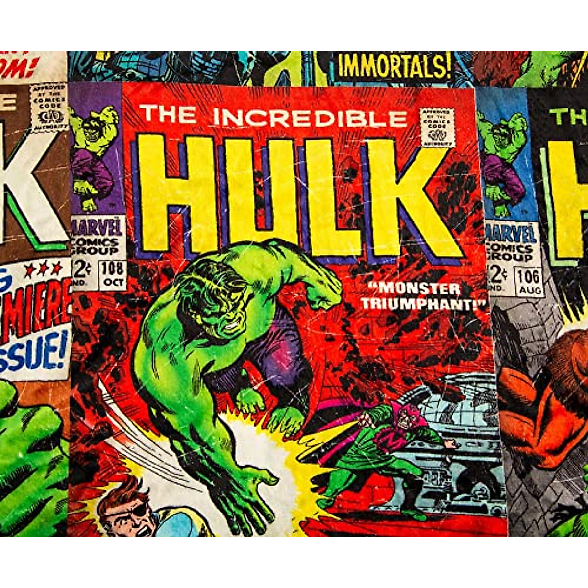 Marvel Incredible Hulk Comic Books Oversized Sherpa Throw Blanket | 8 Feet Long