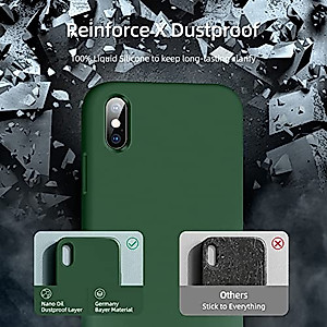 Dssairo [3 in 1 for iPhone x Case/iPhone Xs case, with 2 Pack Screen Protector, Liquid Silicone Slim Shockproof Protective Phone Case 5.8 inch [Microfiber Lining] (Alpine Green)