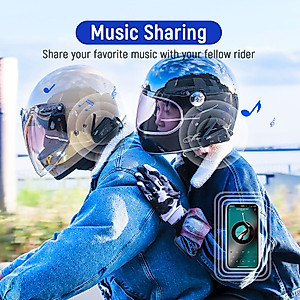 LEXIN MeshCom Motorcycle Bluetooth Headset, Mesh Group Helmet Communication System, Support Audio Multitasking/Music Sharing/Loud Speakers/IP67 Waterproof/Voice Assistant/FM Radio, Dual Pack