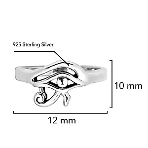 AeraVida Everyday Egyptian Eye of Horus .925 Sterling Silver Ring | Sterling Silver Rings Set Size 5-11 | Sterling Silver Rings for Women | Horus Rings for Women (11)