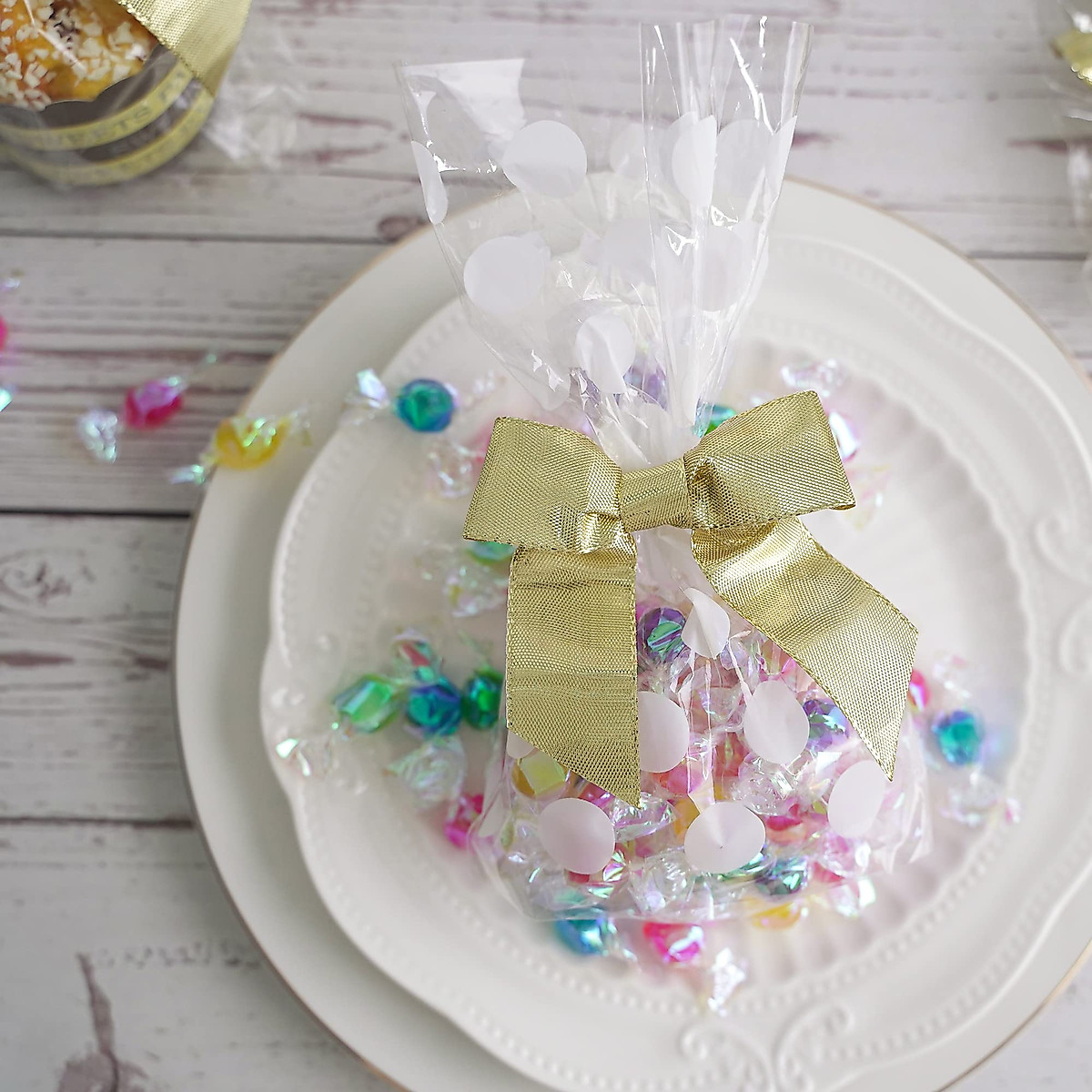 AIMUDI Silver Bows for Christmas Tree 3 Inch Small Silver Bows for Gift Wrapping Silver Twist Tie Bows for Treat Bags Premade Metallic Bows for Crafts, Wreaths, Party Favors, Goodie Bags - 24 PCs