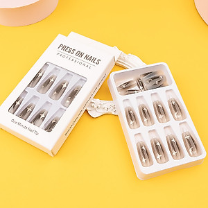 24Pcs Black Press on Nails Long Star Moon Fake Nails Full Cover Luxurious Acrylic Nails Glue on Nails Glossy Gradient False Nails Stick on Nails for Women