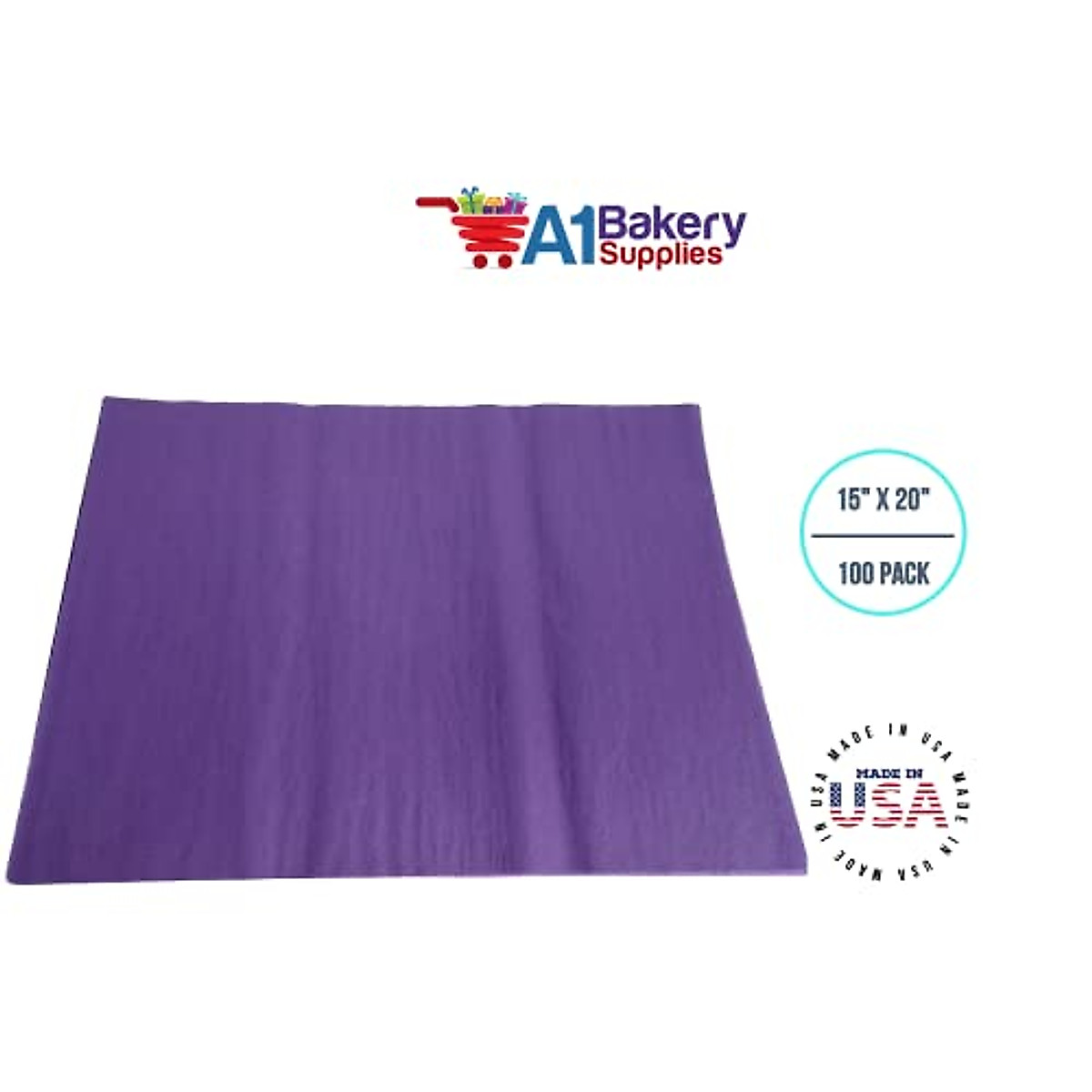 A1 Bakery Supplies Purple Tissue Paper 15' x 20' 100 Sheets Premium Quality Gift wrap tisue Paper