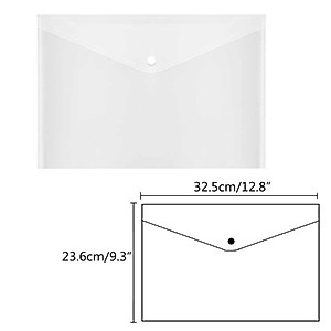 40pcs Poly Envelope, Clear Plastic Waterproof Envelope Folder with Button Closure, US Letter / A4 Size - GTLZLZ