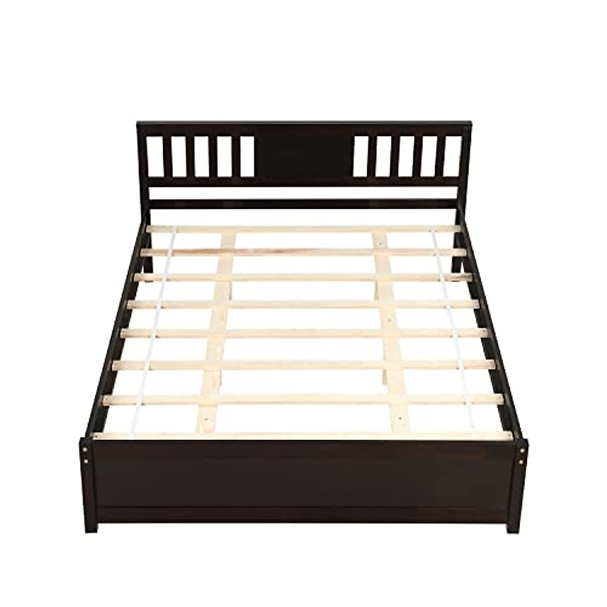 HAUSHECK Queen Bed Frame w/Headboard, Modern Platform Bed with 12" Under Storage Space, Queen Wood Bed Frame No Box Spring Needed for Kids, Teen, Adults, Wooden Slats Support Mattress Foundation