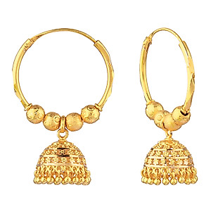 Efulgenz Gold Tone Jhumka Jhumki Hoop Earrings Indian Earrings for Women Traditional Bollywood Jhumka Jhumki Dangle Earrings Set for Women Indian Jewelry for Women Earrings