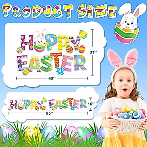 4 Pieces Happy Easter Yard Signs Decorations Outdoor Lawn Decorations Eggs Yard Stake Sign Bunny Easter Outdoor Decorative Stake Signs with 16 Plastic Stakes for Easter Garden Yard Party Supplies Prop
