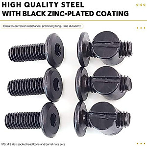 Mardatt M6 x 15mm 50PCS Black Zinc Plated Hex Socket Cap Bolts and Barrel Nuts Cross Dowel Replacement for Beds Chair Table Desk Furniture