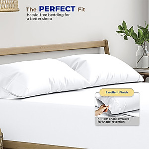 THREAD SPREAD 100% Egyptian Cotton Pillow Cases King - 600 Thread Count White King Pillow Cases Set of 2, Soft Cooling & Breathable Extra Long Staple Sateen Weave Cotton Pillowcases for King Pillows