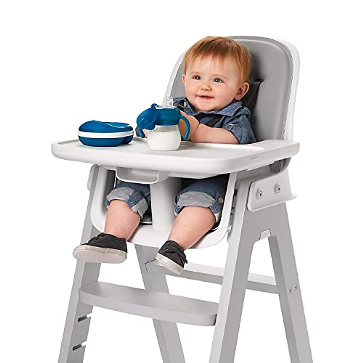 OXO Tot Transitions Soft Spout Sippy Cup with Removable Handles, Navy, 6 Ounce (2 Pack)