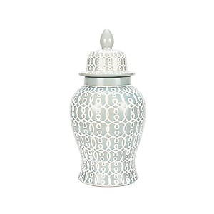 Handmade Decorative Jar, Ceramic Glazed Ginger Jar, Temple Jar Oriental Decorations for Home; Color :Green