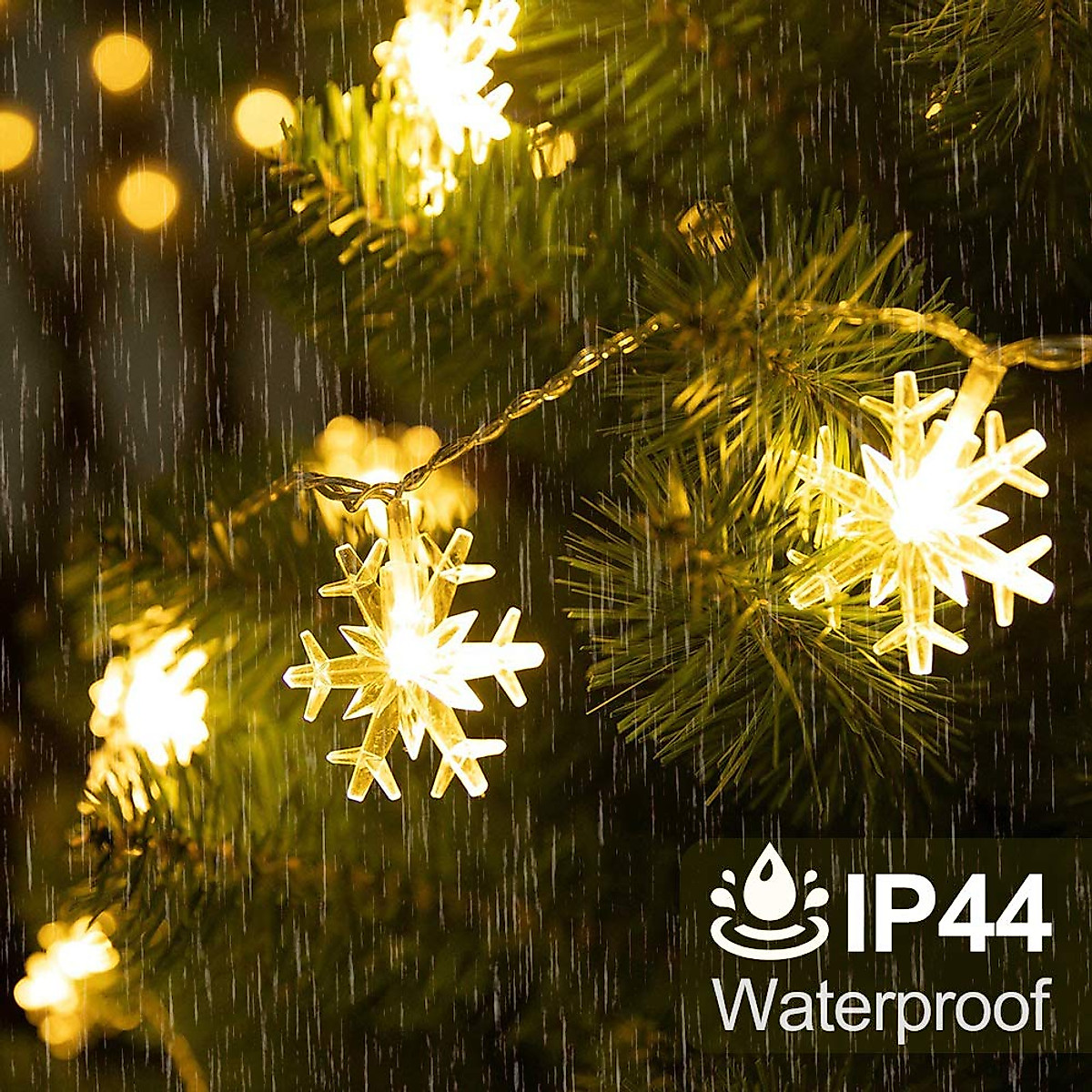 CYOIDAI Lights, 30 LED Snowflake String Lights Battery Operated Waterproof Lights with 8 Lighting Modes Warm White Bedroom Patio Room Garden Party Home Indoor Outdoor Christmas Tree Decorations