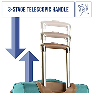 Steve Madden On Luggage Collection - Lightweight Softside Expandable Suitcase for Men & Women - Durable Bag with 4-Rolling Spinner Wheels (Harlo Teal Blue)