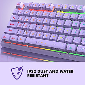 NPET K10 Wired Gaming Keyboard, RGB Backlit, Spill-Resistant Design, Multimedia Keys, Quiet Silent USB Membrane Keyboard for Desktop, Computer, PC (Purple)