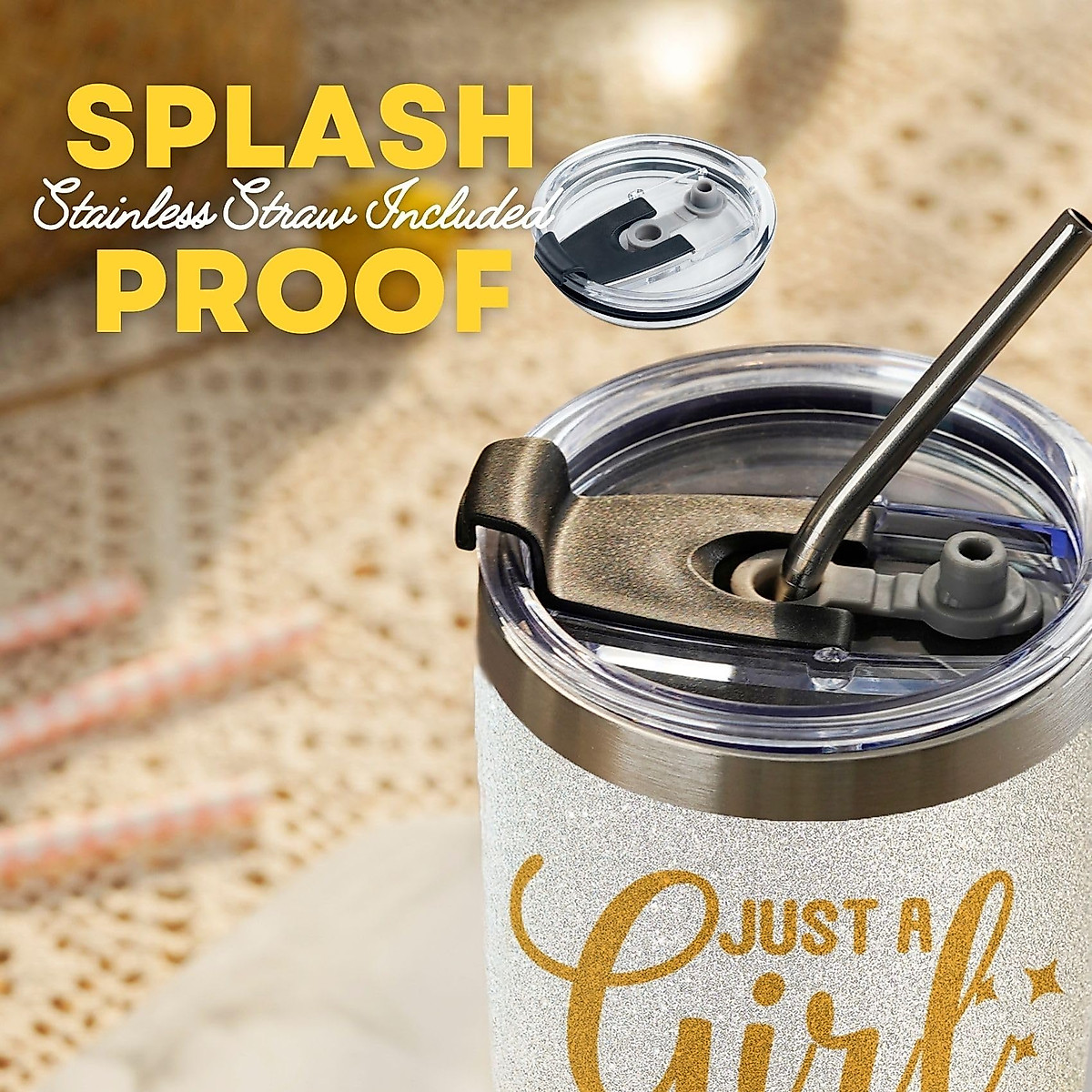 Onebttl Duck Gifts - Glitter 20oz Coffee Mug Tumbler for Girls & Birthday Occasions