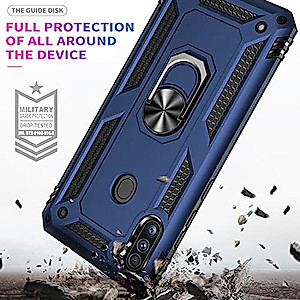 STARSHOP Samsung Galaxy A11 Phone Case, Samsung A11 Phone Case, with [Tempered Glass Screen Protector Included] Military Grade Shockproof Protective Phone Cover with Metal Ring Kickstand -Navy
