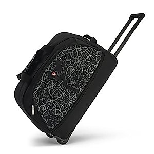 OIWAS Small Rolling Duffle Bag with Wheels 22 inch Travel Bag with Wheels Tote Short Term Overnight Trips Expandable 45L to 55L Carry On Luggage Women Men Black