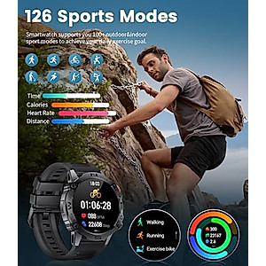 Smart Watches for Men,1.43'' Amoled Ultra HD Sport Watch with 120+Sport Modes/5ATM Waterproof/45Days Battery,in&Outdoor Fitness Tracker with Call,Heart Rate/Sleep Monitor for Android iOS(2 Straps)