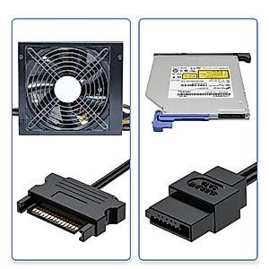 SATA Power Adapter Cable, SATA Power 15-Pin Male to SATA 6-Pin Slimline Power Adapter Cable UIInosoo for DVD Drive Power Supply, 8 Inch