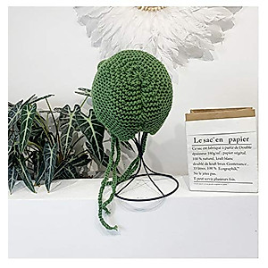 Women Girls Crochet Knitted Winter Headband Hat Beanie Cute Cartoon Frog Big Eyes Earflap Cap Photo Props