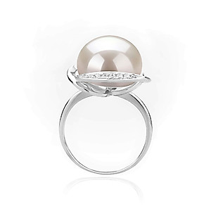 Wendy White 11-12mm AAA Quality Freshwater 925 Sterling Silver Cultured Pearl Ring For Women - Size-8