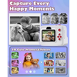 Kids Camera Instant Print, MEETRYE Instant Print Camera for Kids 4-14 Year Old, Christmas Birthday Gifts Digital Camera Toy for 5 6 7 8 9 10 Year Old Girls Boys Toddlers