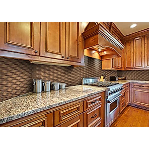 Retro-Art 3D Backsplash Wall Panels for Kitchen, Pack of 10, Geometric Woven Pattern in Bronze Gold, PVC, 24.5 x 18.5, Cover 31.48 sq.ft. 703526