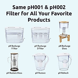 Invigorated Water PH001 3-Pack Alkaline Water Filter Plus PH002 3-Pack UF Membrane Alkaline Filter – Water Filter Alkaline Replacement for Alkaline Water Filter Pitcher – Lasts 264 Gallons
