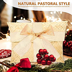 Alipis Bamboo Sticky Rice Basket Bamboo Pillow Candy Box Treat Packing Boxes Party Favors Boxes Sticky Rice Basket Snack Storage Basket Tea Container for Wedding Party Mothers Day Gift L