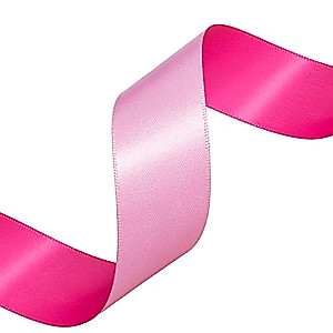 YASEO Double-Sided Two-Tone Ribbon, 20 Yards 1 Inch Double Faced Pink and Rose Satin Ribbon for Valentine's Day, Wedding, Birthday, Gift Wrapping and Party Decor