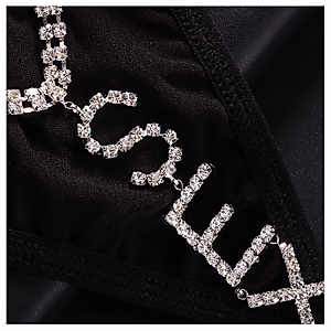 Rhinestone SEXY Letters Thong Waist Body Chain Crystal Underpants Crystal Thong G String Jewelry for Women